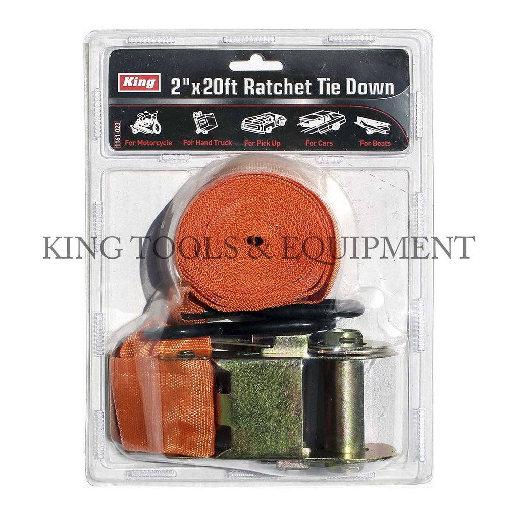 2" x 20' RATCHET TIE DOWN, Orange - 1161-0 – King Tools & Equipment