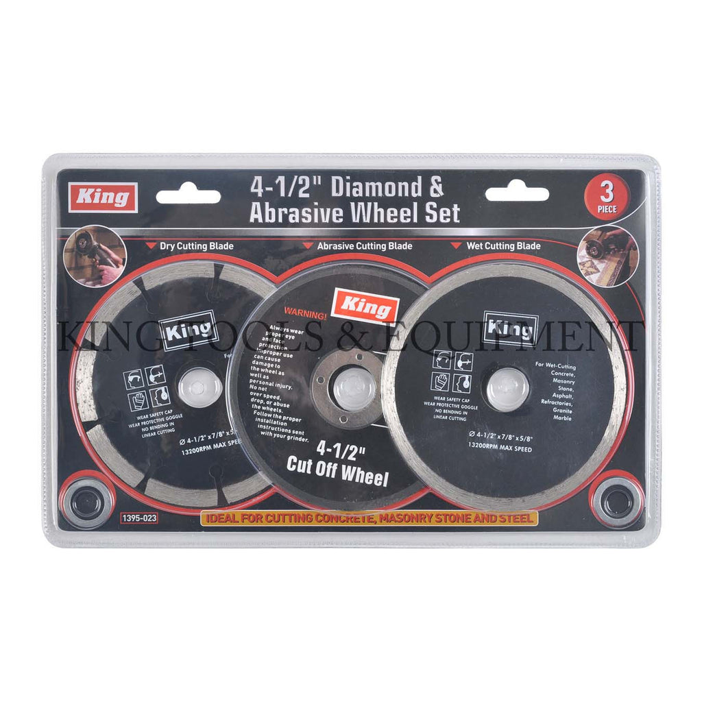 3-pc 4.5" Diamond & Abrasive CUTTING WHEEL BLADE SET, 13200 RPM Max ...