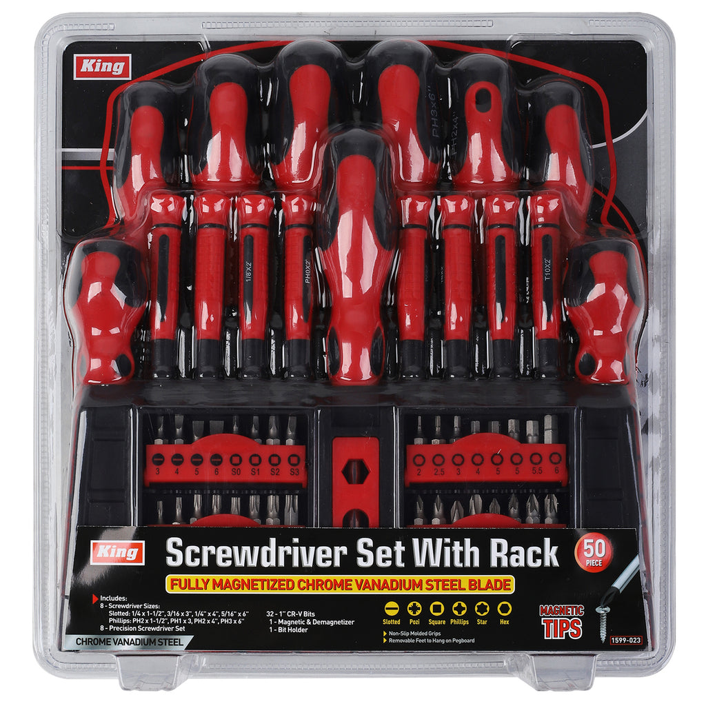 50-PC Screwdriver Set with Rack - 1599-0 – King Tools & Equipment