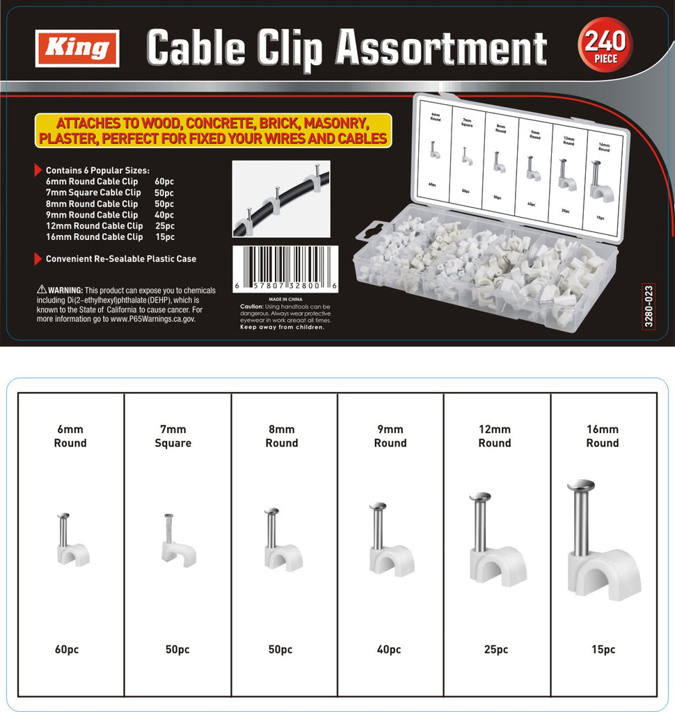 240-PC CABLE CLIP ASSORTMENT (3280-0) – King Tools & Equipment