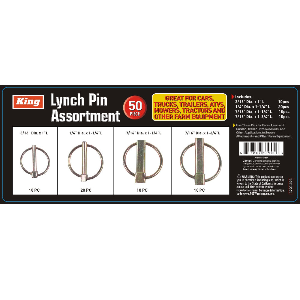 3290-0 - 50-PC LYNCH PIN ASSORTMENT – King Tools & Equipment