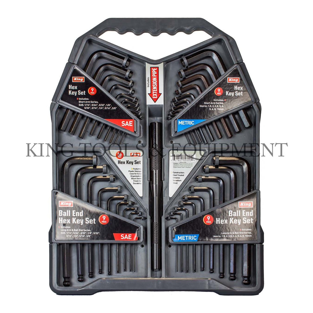 36-pc L-Shaped HEX KEY WRENCH SET w/ Extension Pipe and Rack, SAE and ...